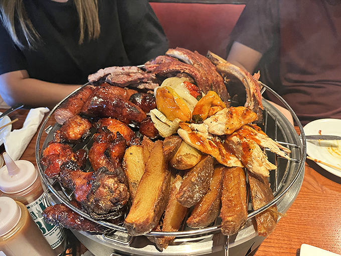 The barbecue platter arrives like a meaty Mount Rushmore&mdash;a monument to smoke, time, and the pursuit of happiness.