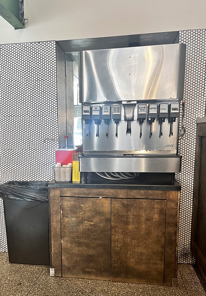 Even the soda machine has a certain industrial elegance to it&mdash;because at The Bird, every detail matters, right down to what you're washing that sandwich down with.