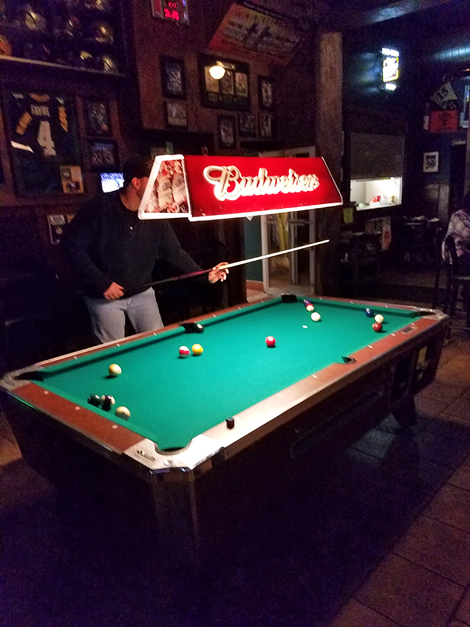 Pool tables and Budweiser signs&mdash;some traditions never need updating. The perfect intermission between rounds of food and drink.