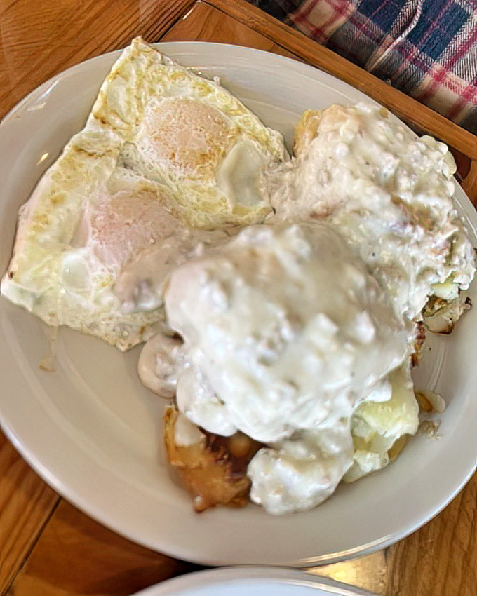 Biscuits and gravy that would make your Southern grandmother nod with serious approval and maybe jealousy.