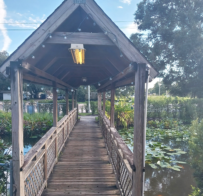 This wooden bridge doesn't just connect parking to restaurant&mdash;it's a literal passage from the ordinary world into a realm of extraordinary flavor.