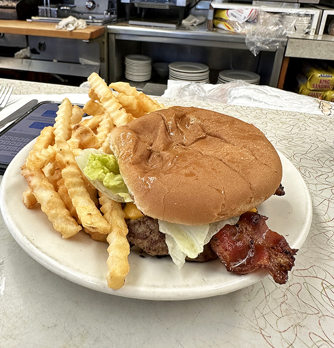 The bacon cheeseburger and crinkle-cut fries&mdash;a duo more iconic than Batman and Robin, and infinitely more satisfying.