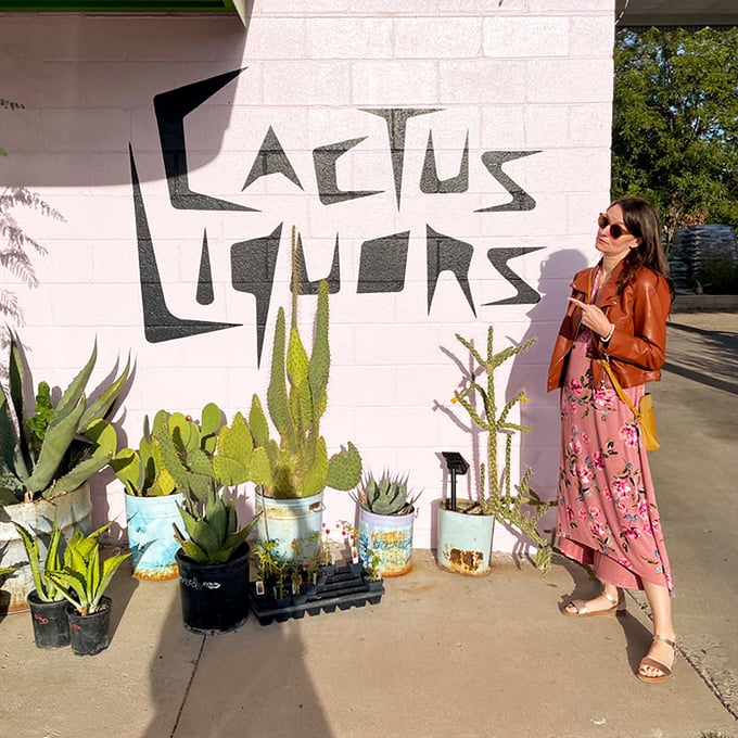 Cactus Liquors knows its audience—plants that don't need water and drinks that make you forget you're in the desert. Pure Marfa genius.