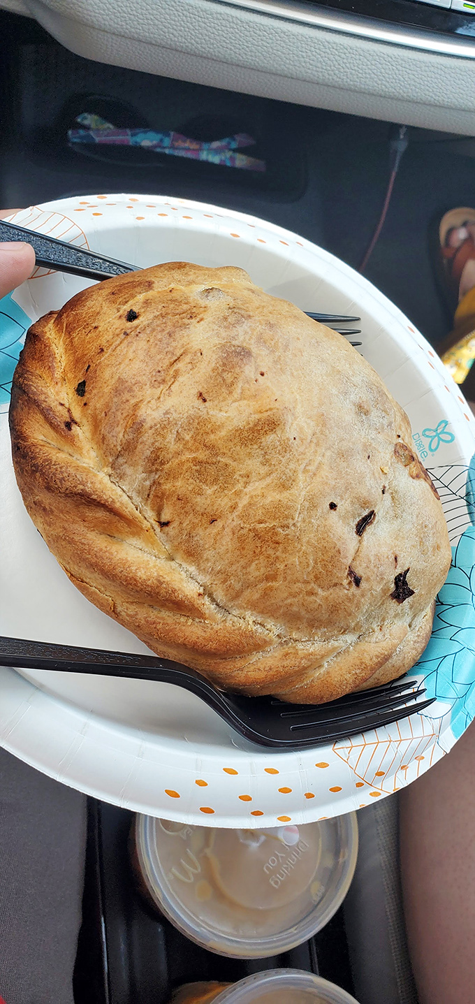 Car dining at its finest&mdash;the pasty was designed for miners but perfected for road-trippers. Your vehicle's cup holder has been waiting its whole life for this moment.