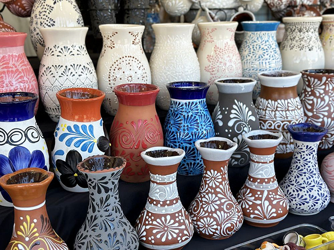 Pottery poetry in motion. Each hand-painted vessel carries the artistic traditions of generations within its colorful curves.