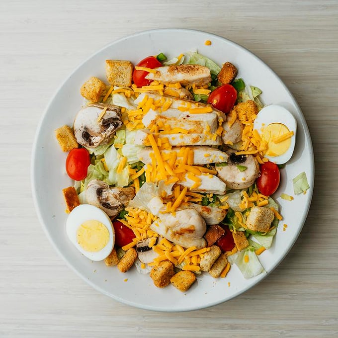 A chicken salad that understands balance&mdash;where protein, crunch, and color come together in a plate that's both virtuous and satisfying.