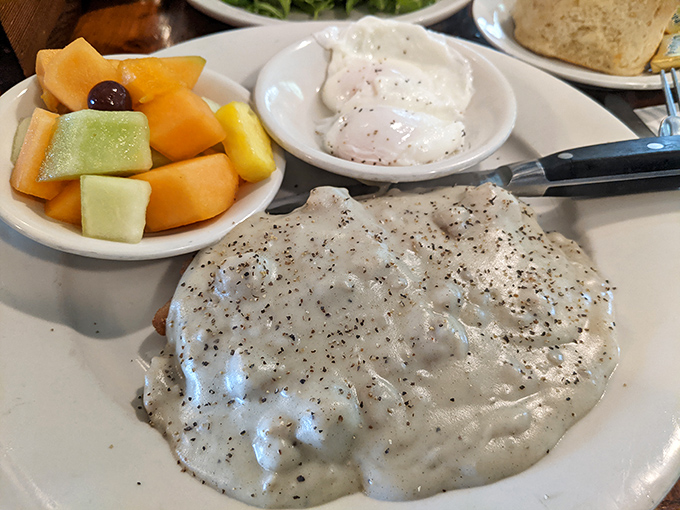 Country gravy blankets this dish like a comforting morning fog over Sonoma County&mdash;hearty, rich, and worth getting out of bed for.