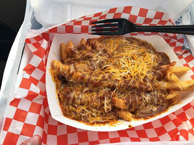 Chili cheese fries that serve as both comfort food and art form, creating the kind of messy perfection worth driving hours to find.