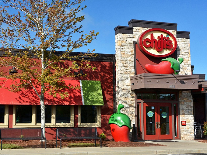 Even chain restaurants like Chili's get the Camden treatment, with stonework and landscaping that says "we may be familiar, but we're still Southern."