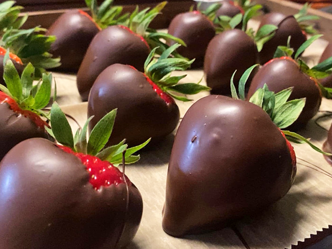 Chocolate-dipped strawberries so perfect they belong in a still-life painting – if paintings could make your mouth water uncontrollably.