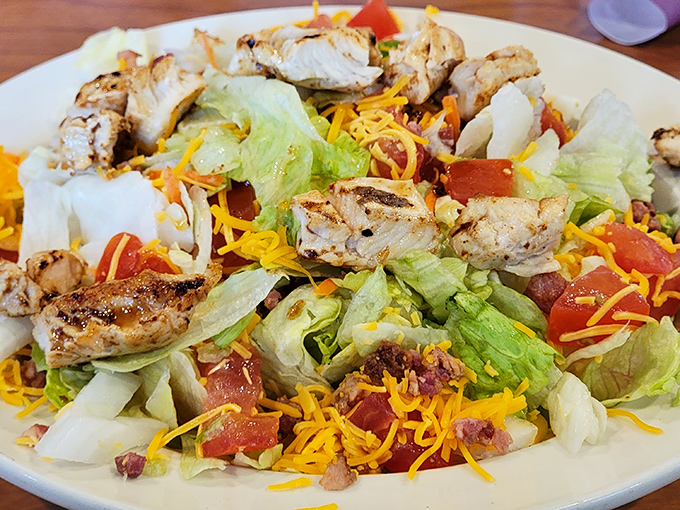 This Cobb salad transforms "eating healthy" from punishment to privilege. Those grilled chicken strips didn't sacrifice their lives just to be ignored.