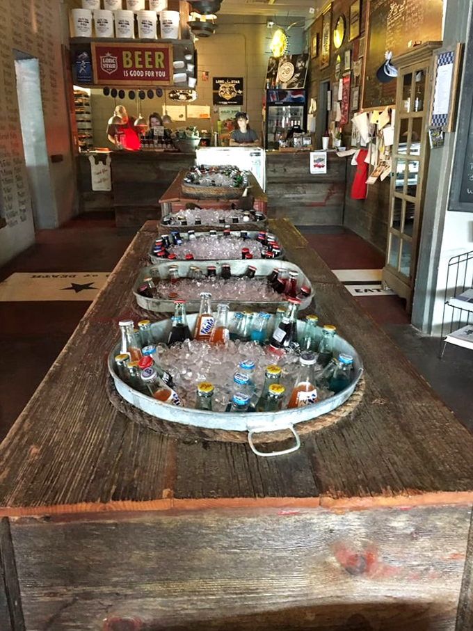 The galvanized tub of icy drinks isn't just practical&mdash;it's a beautiful sight that whispers, "Take a cold one, you've earned it after all that brisket."