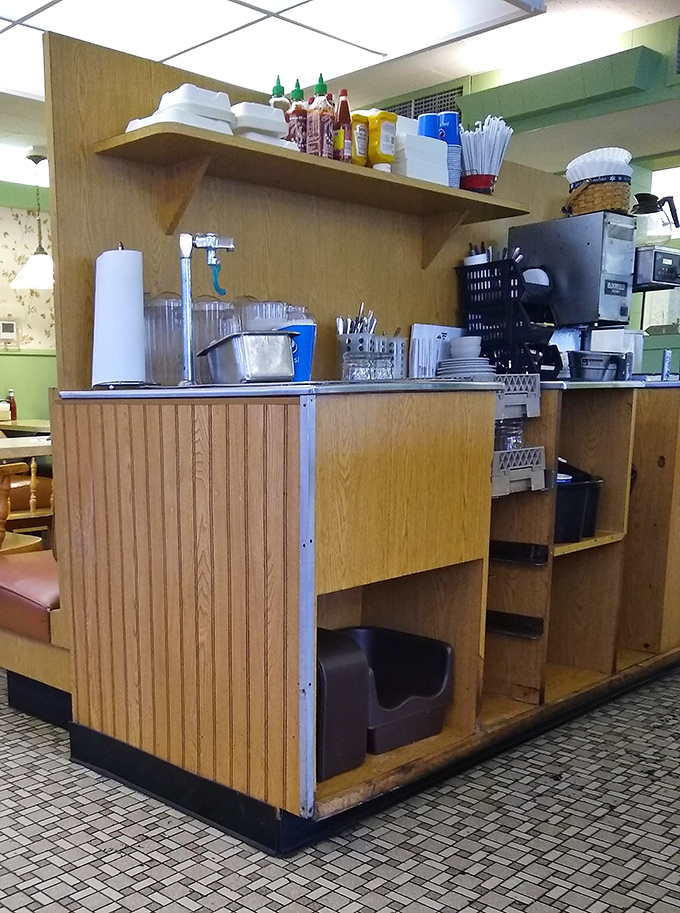 The condiment station&mdash;where ketchup, mustard, and napkins stand ready like loyal soldiers in the battle against hunger.