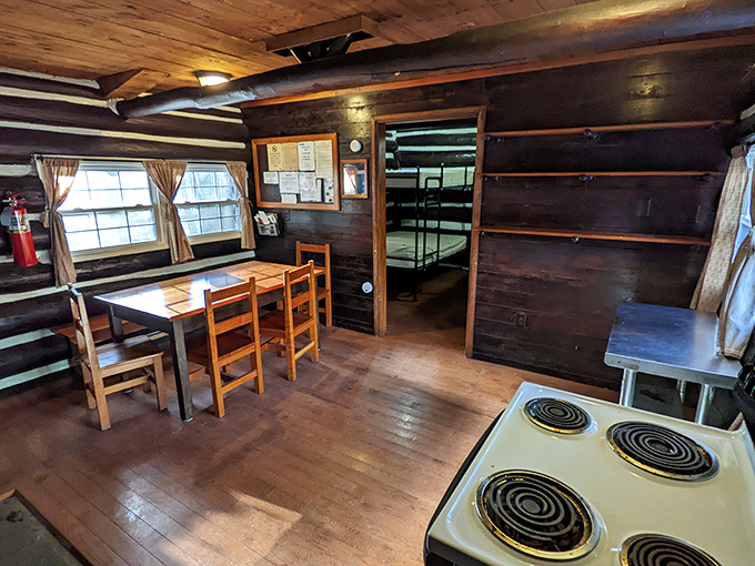 Inside the rustic cabins, where "no Wi-Fi" quickly transforms from modern crisis to unexpected blessing.