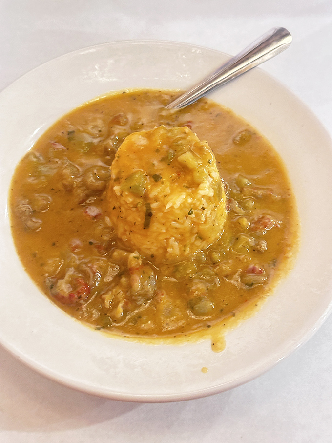 Crawfish &eacute;touff&eacute;e that could make a New Orleans native homesick. That island of rice surrounded by savory, roux-rich goodness is begging for your spoon. 