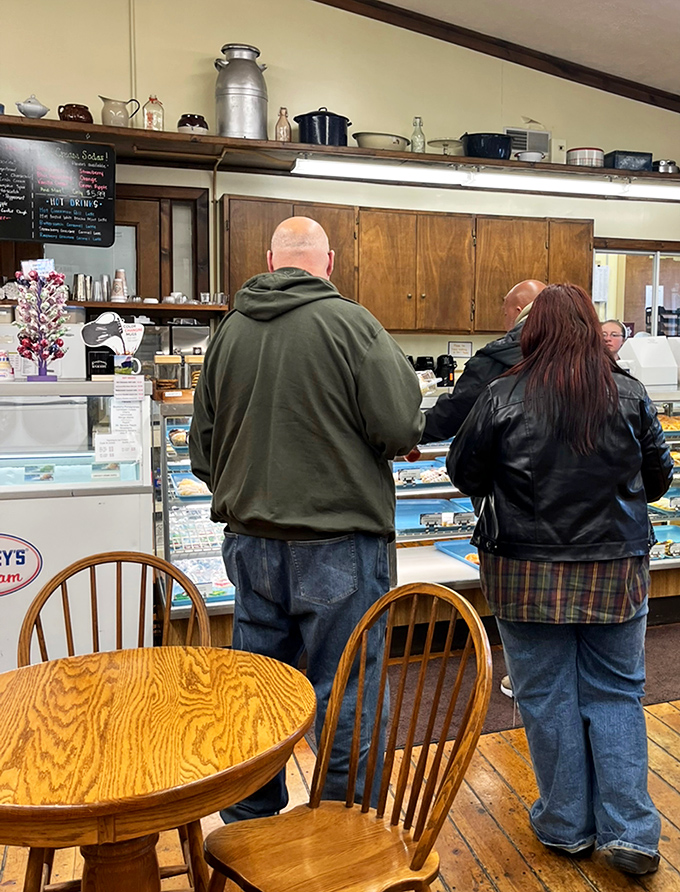 Customers contemplating their selections with the serious concentration this important decision deserves. Choose wisely, friends.