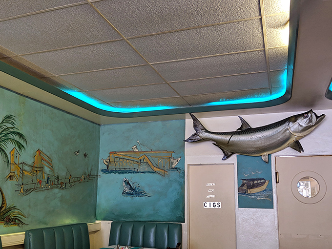 Maritime murals and mounted fish create the perfect backdrop for seafood feasting&mdash;like dining inside a tasteful postcard from coastal Florida.