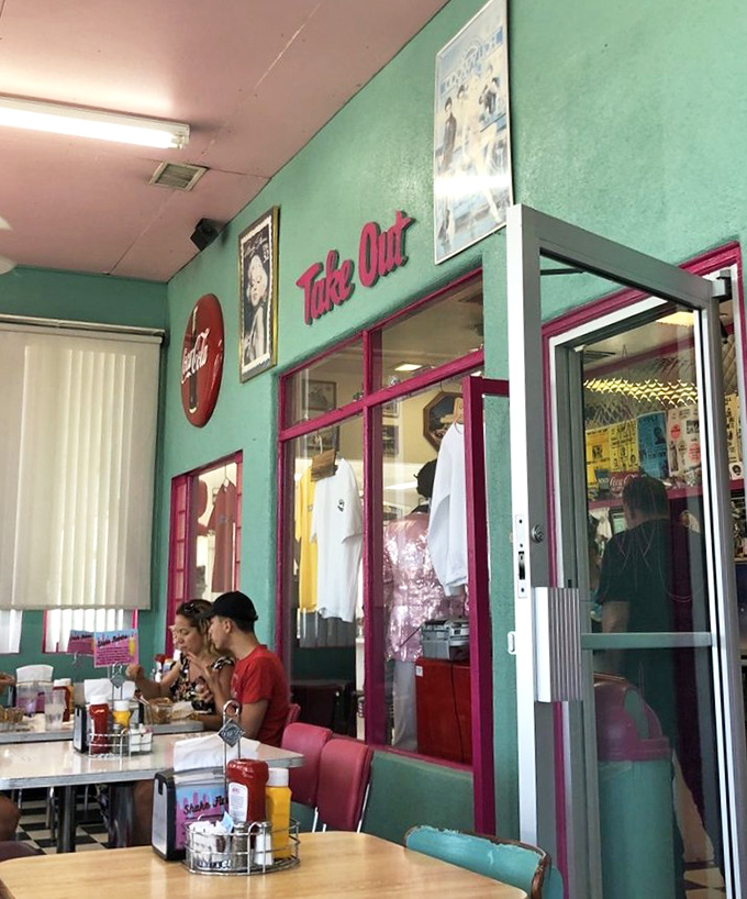 The "Take Out" sign promises you can take the flavors home, but you'll miss half the experience&mdash;the people-watching and nostalgic atmosphere.