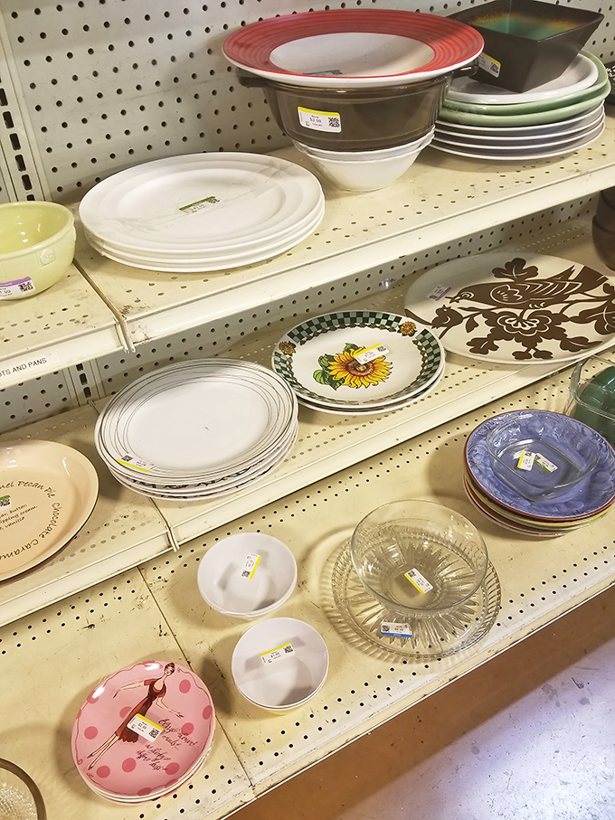 Plate tectonics: watch as geological layers of dinnerware history reveal themselves, from mid-century modern to 90s florals.