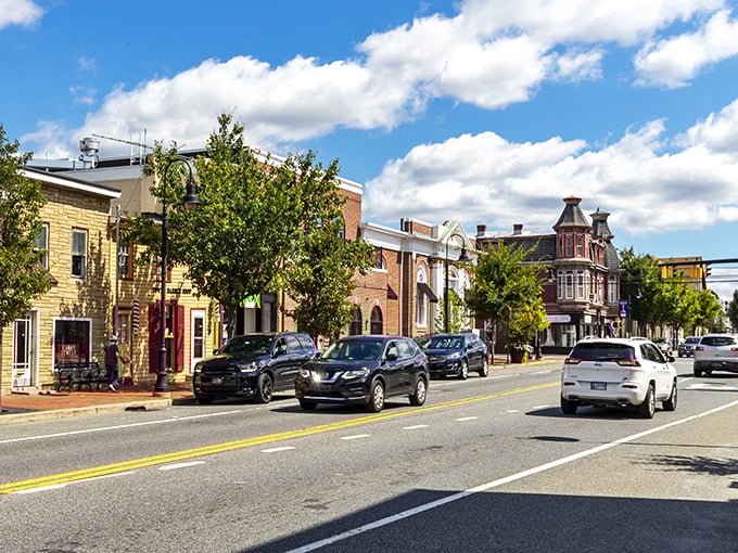 Downtown Middletown's streetscape offers a perfect blend of preserved history and vibrant commerce, where each building contributes to the town's distinctive character.