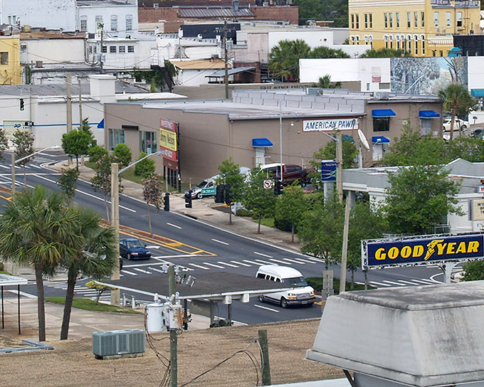 Downtown streetscapes reveal Ocala's blend of practical businesses and historic architecture, where everyday life unfolds at a gentler rhythm.