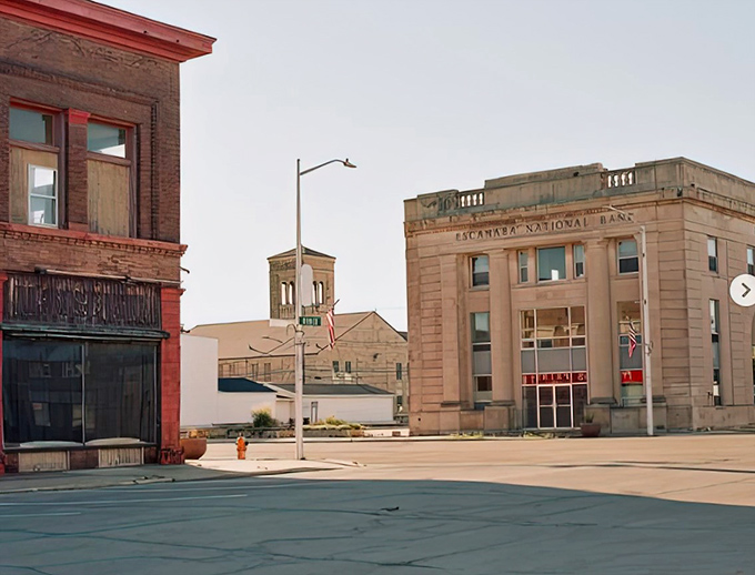 Historic bank buildings stand like architectural time capsules, reminding us that downtown Escanaba was built to last&mdash;unlike those flimsy strip malls along the highway.