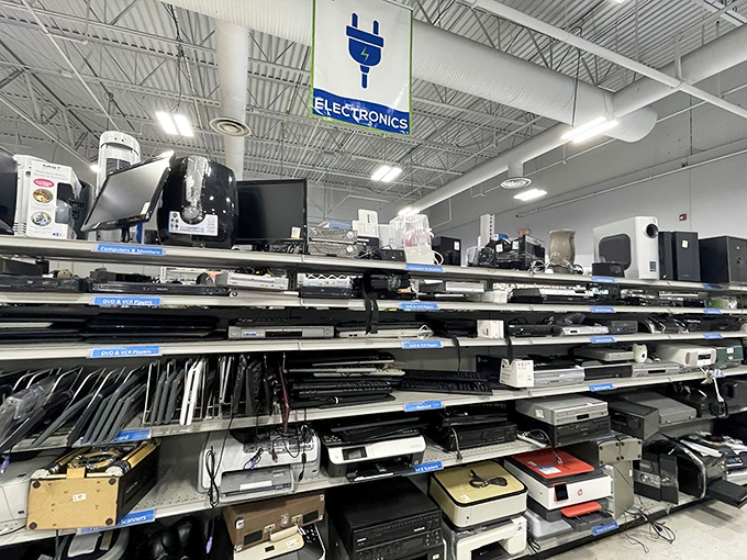 The electronics section: where yesterday's cutting-edge technology finds new purpose. That printer might be older than your teenager, but it still has toner to give.