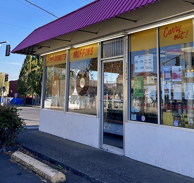 Every great donut adventure begins with walking through doors that promise sweet discoveries ahead.