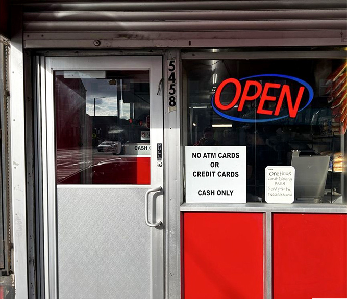 The rules of engagement. That "CASH ONLY" sign is like a time portal to when transactions were simpler and food was just as good.