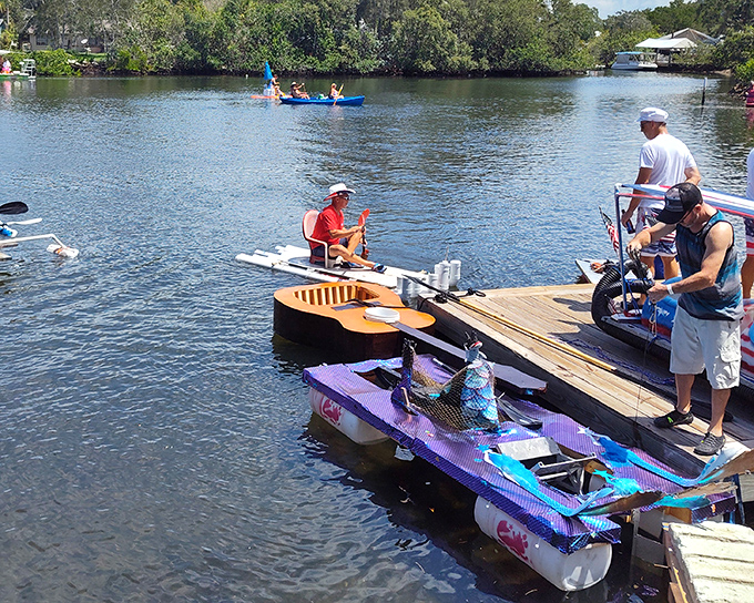 Homemade watercraft that would make Tom Sawyer proud &ndash; creativity floats in Hudson's waterways. 