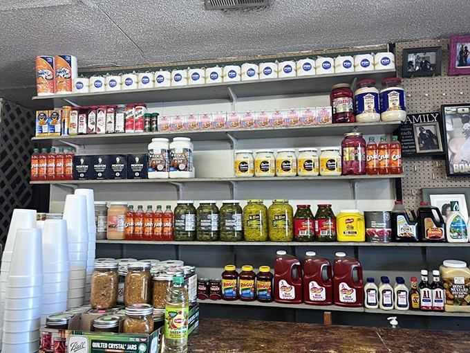 The pantry shelves tell a story of homemade preparations. Those jars aren't just condiments &ndash; they're liquid gold waiting to elevate your meal.