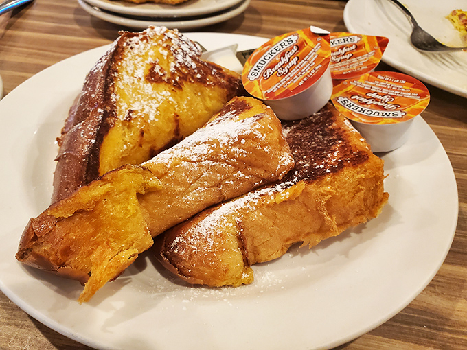French toast that makes breakfast feel like dessert. Golden, crispy edges give way to custardy centers&mdash;a morning indulgence worth setting the alarm for.
