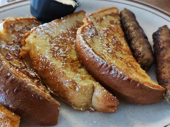 French toast that makes you question why you ever eat anything else for breakfast &ndash; golden, crisp, and dusted with powdered sugar.