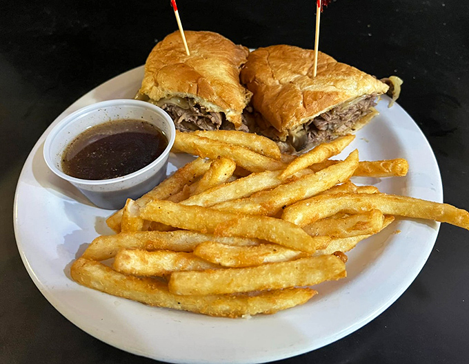 French dip perfection &ndash; because sometimes your sandwich needs a swimming pool of au jus.