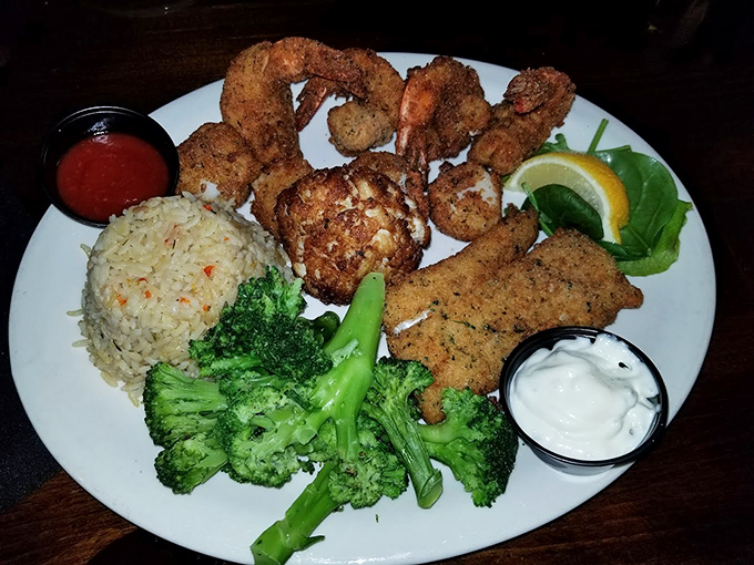 The seafood platter that answers life's most important question: "Why choose just one fried delicacy when you can have them all?"