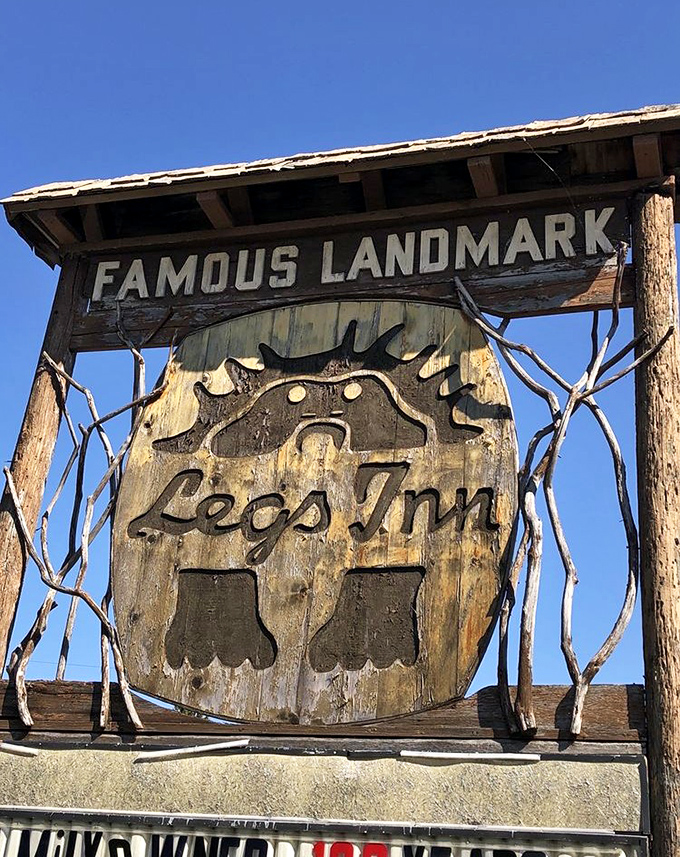 Famous Landmark indeed&mdash;where else does a sun-weathered wooden sign featuring upside-down stove legs become an iconic northern Michigan beacon?
