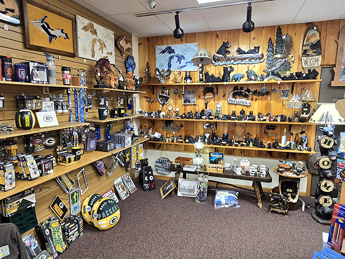 The gift shop walls burst with bear figurines, Green Bay Packers memorabilia, and more ways to say "Yooper" than you thought possible.