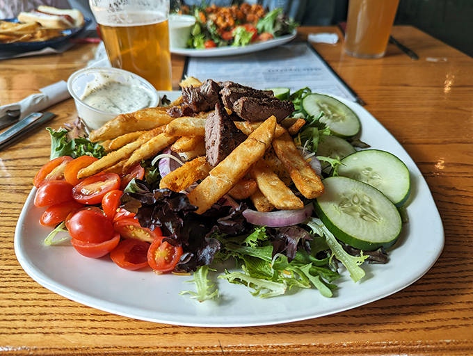Fresh Greek salad providing virtuous balance to all those deliciously indulgent beer-pairing temptations ahead.