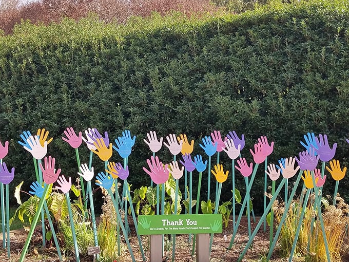 A garden that wears its heart on its sleeve&mdash;or rather, its hands in the air&mdash;celebrating the community that helps it thrive.