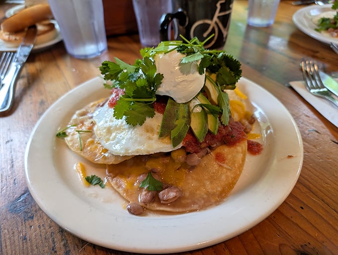 Huevos rancheros elevated to art form&mdash;a fiesta on a plate where the sunny-side egg is the undisputed star of the show.