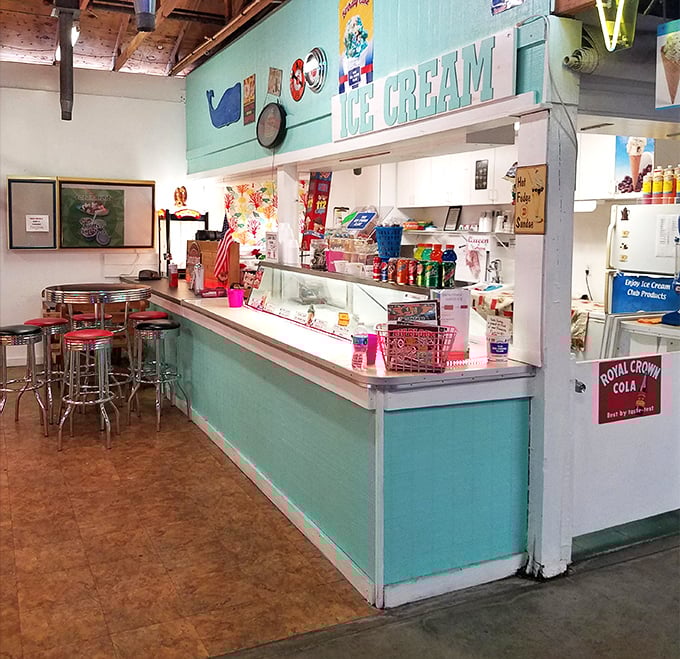 Sweet relief from the Florida heat! This retro ice cream counter serves up nostalgia by the scoop with a side of air conditioning.