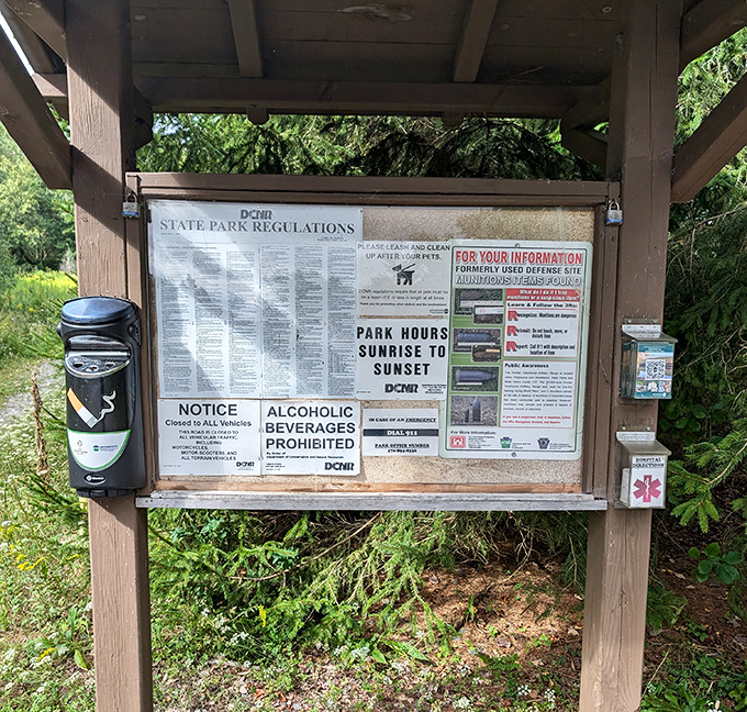 The fine print of paradise: park regulations remind visitors they're stewards of this pristine wilderness, not just guests passing through.