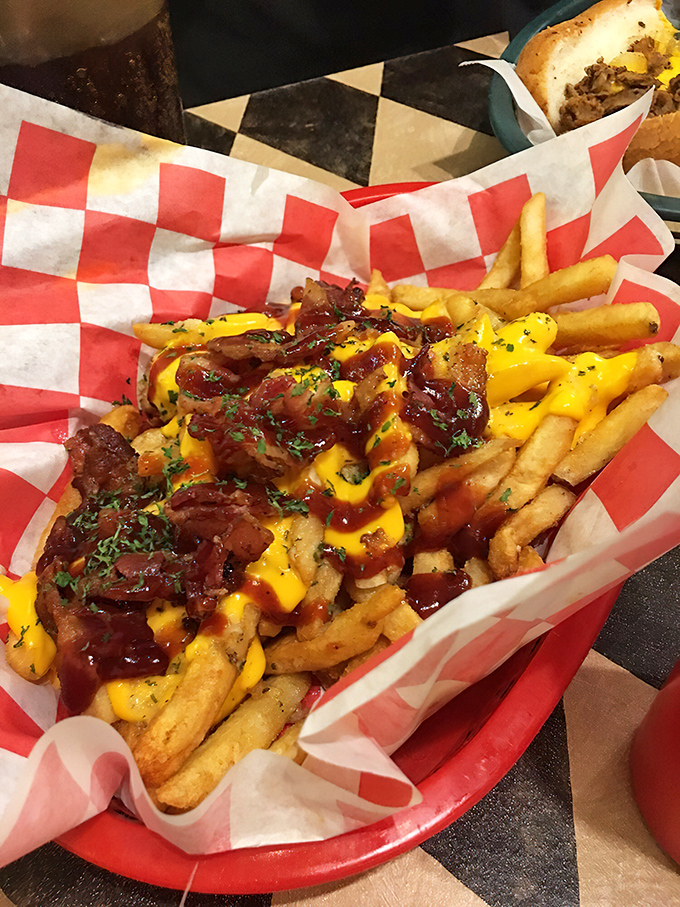 
These aren't just fries&mdash;they're a canvas for cheese sauce and bacon, transformed into a masterpiece that would make Michelangelo weep with joy.