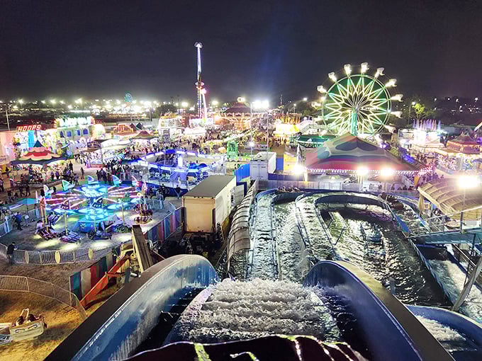 The Kern County Fair lights up the night with classic carnival thrills, proving that genuine fun doesn't require celebrity sightings or VIP wristbands.