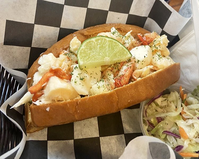 The Key Lime Lobster Roll—where citrus brightness meets sweet lobster meat in a relationship your taste buds will want to third-wheel.