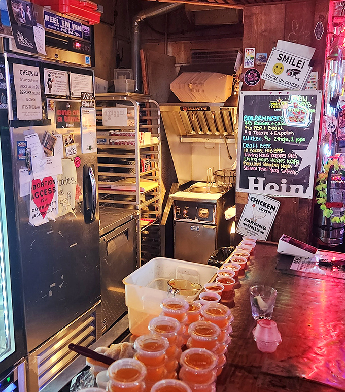 The humble kitchen where magic happens. One fryer, one cook, and a whole lot of patience create chicken worth writing home about.