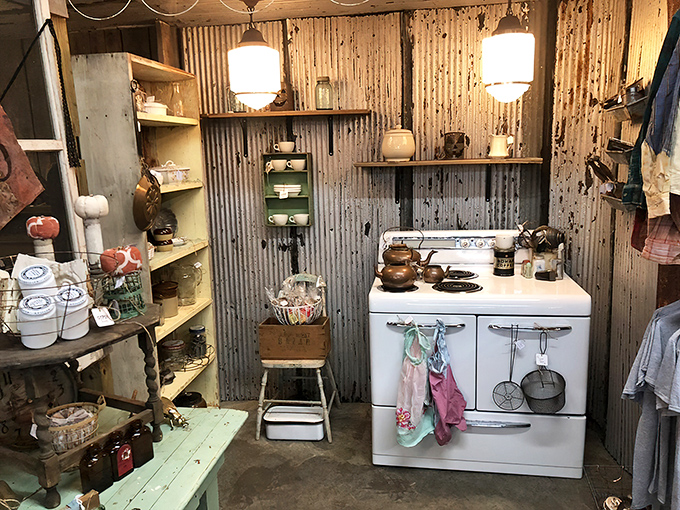 Kitchen nostalgia served with a side of charm. This vintage stove setup would make any modern chef appreciate the convenience of today's one-touch wonders.