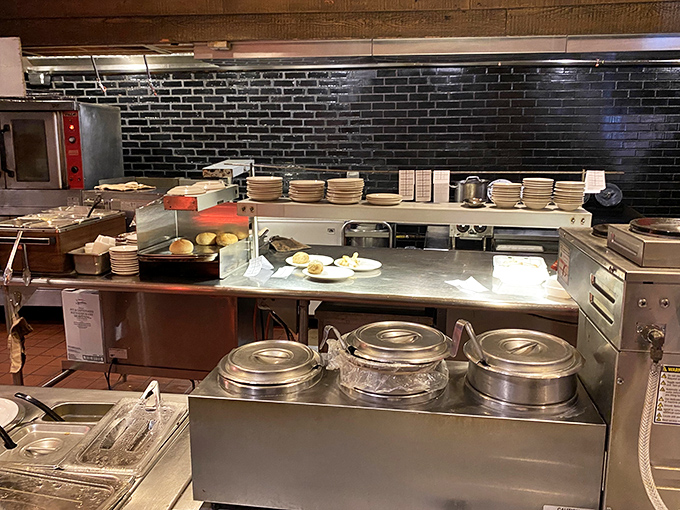 Behind the scenes in the kitchen, where stainless steel workhorses and decades of experience turn out consistent comfort food magic.