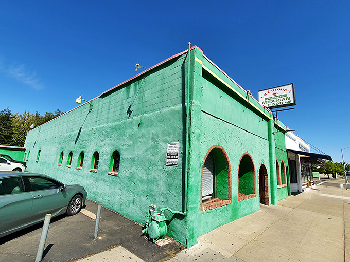 La Corona's vibrant green exterior promises authentic Mexican flavors in a town where affordability doesn't mean sacrificing culinary diversity.