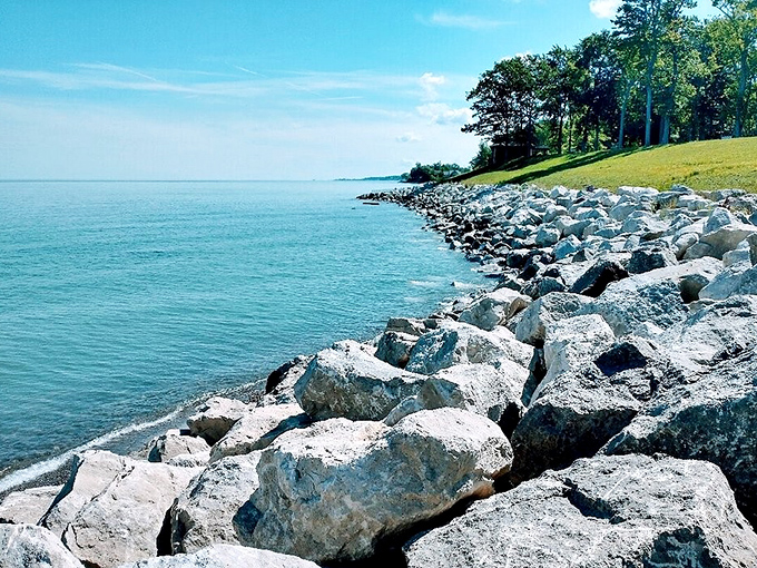 Lake Erie's rocky shoreline creates nature's perfect meditation spot&mdash;where watching waves becomes more entertaining than anything on your streaming services.